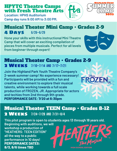 Highland Park Recreation: Musical Theater Camps (Grades 2-12)